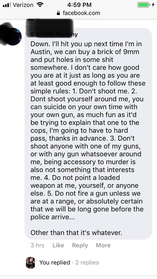 Gun Safety Violation? Facebook Response From Gun Owner Ruffles Feathers ...